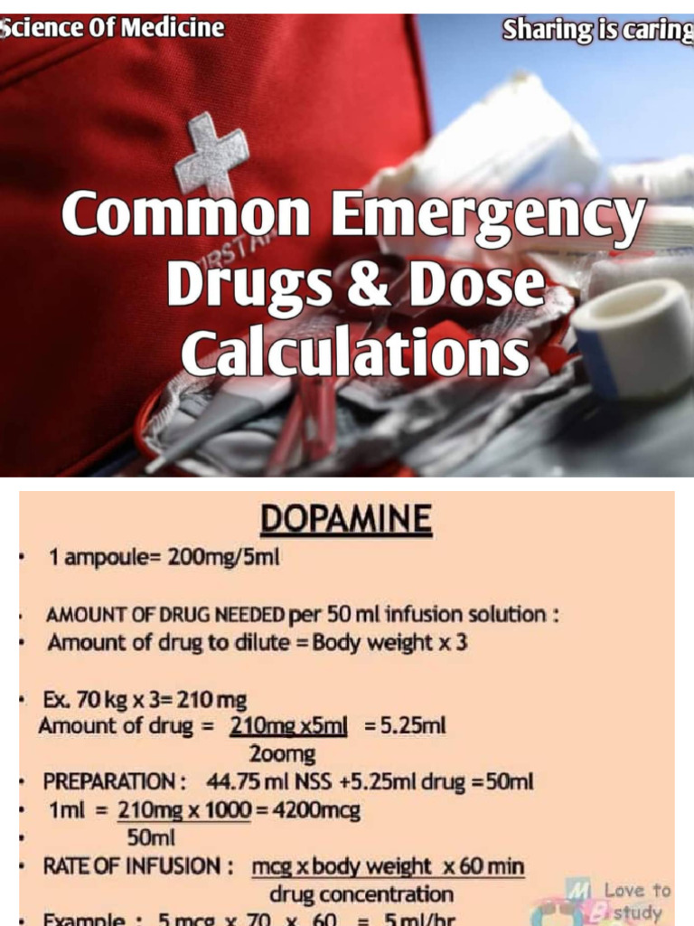 Emergency Drugs Doses Calculation | PDF
