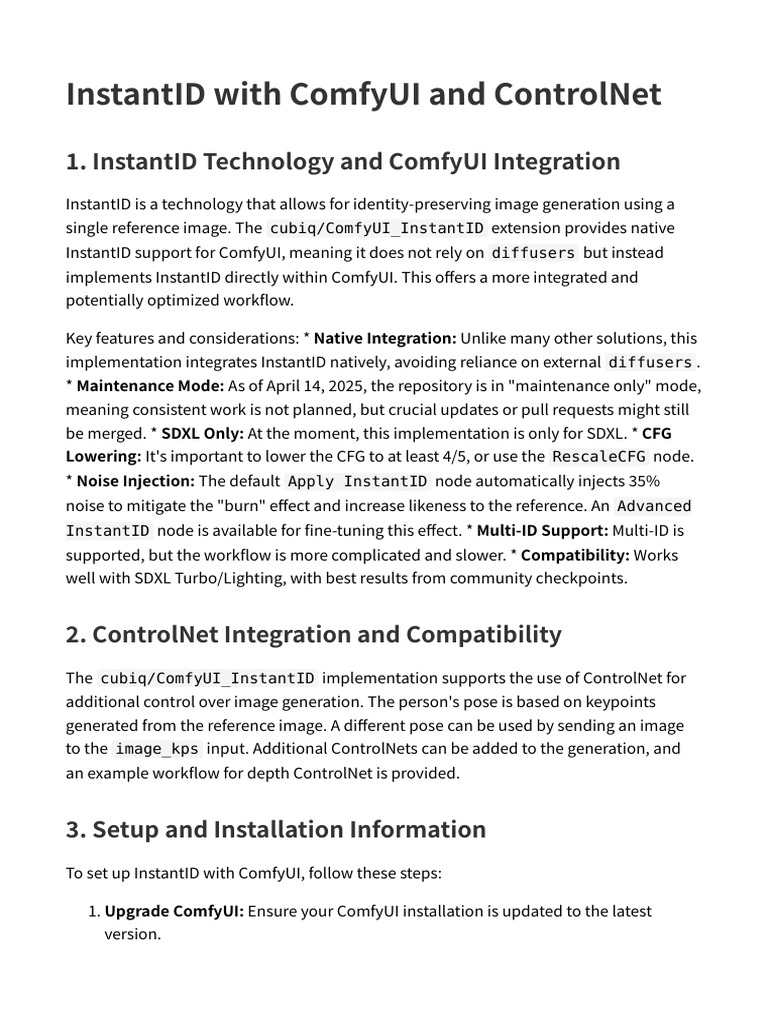 InstantID Integration with ComfyUI | PDF | Computer Science | Software