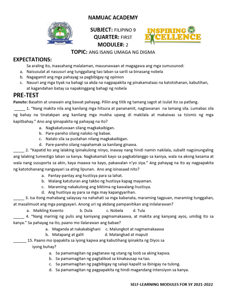 Filipino 9 Module 2 (2021-2022) PDF | PDF