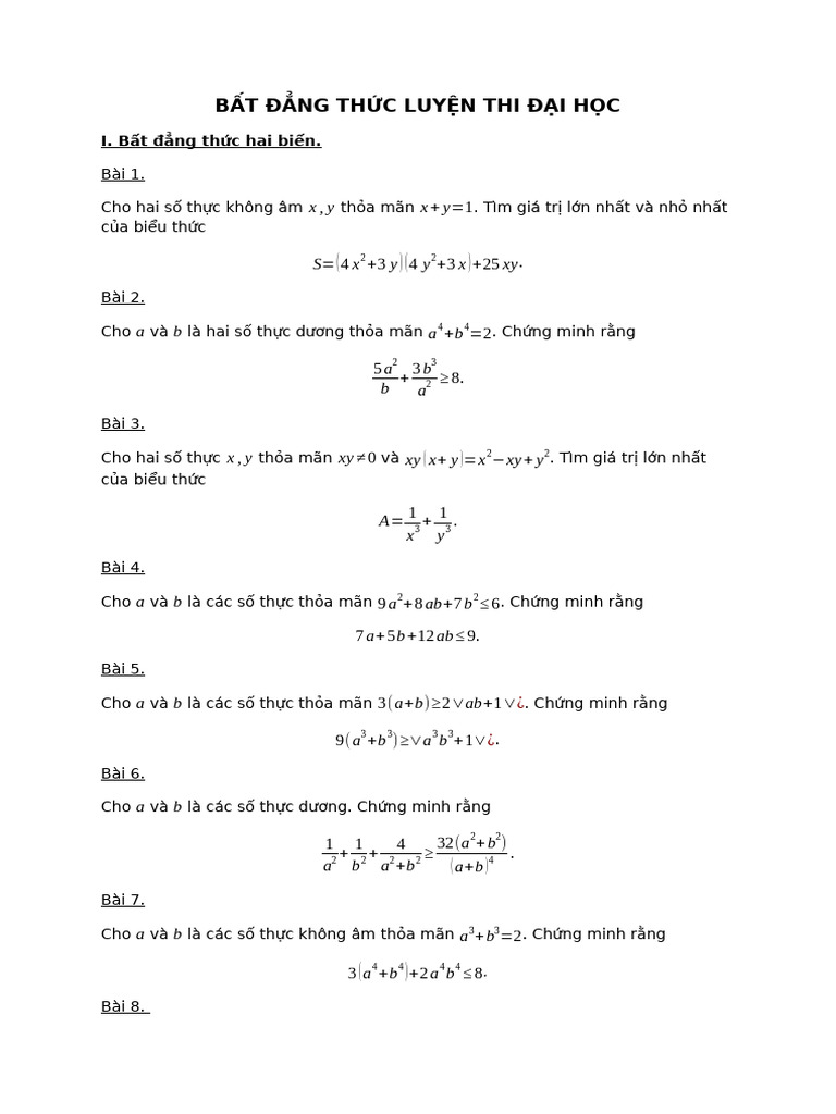 Mot So Bai Toan BDT Luyen Thi DH | PDF