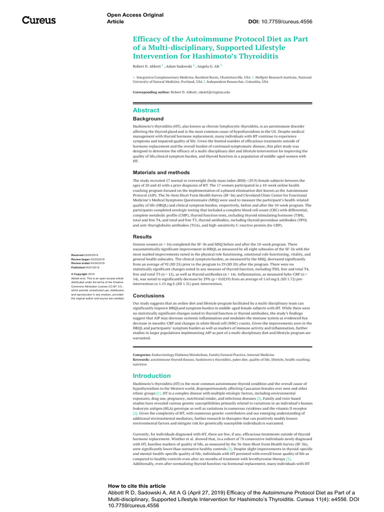 Autoimmune Protocol Diet for Hashimoto's | PDF | Thyroid | Foods