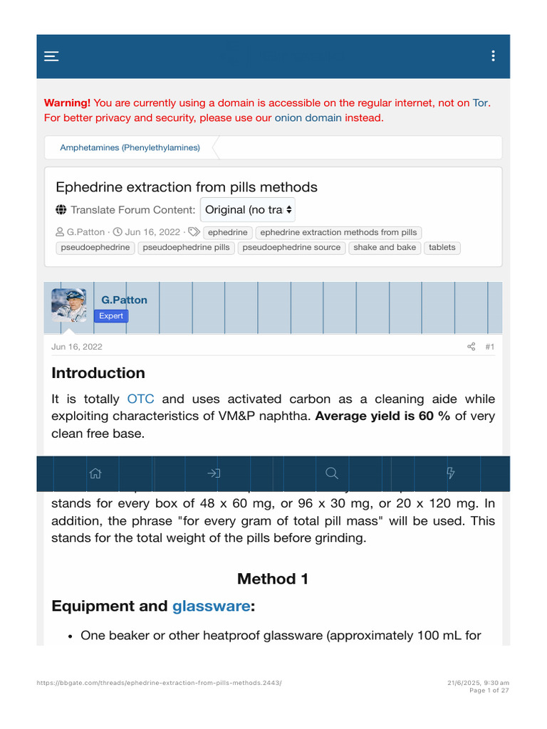 Ephedrine Extraction From Pills | PDF | Filtration | Sodium Carbonate