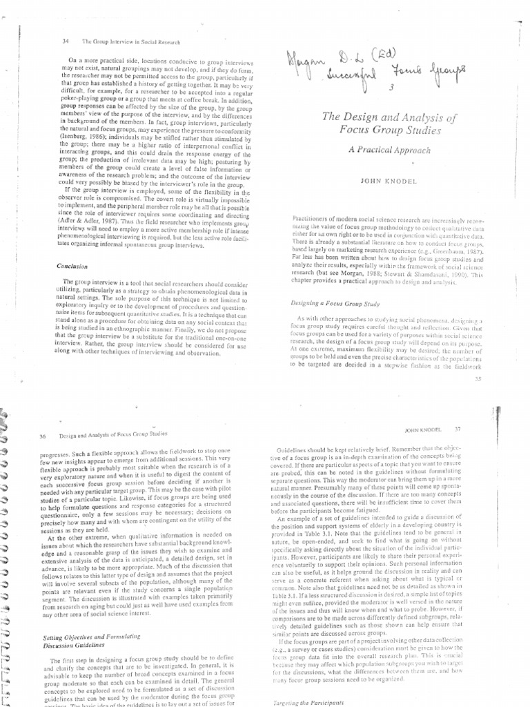The Design and Analysis of Focus Group Studies | PDF