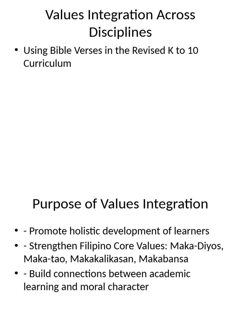 Values Integration in K-10 Curriculum | PDF | Bible