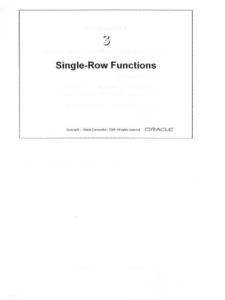 003 Single Row Functions Pdf Oracle Database Plsql