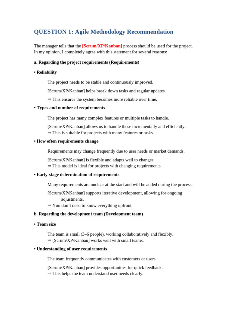 Agile Methodology Recommendation | PDF | Software Testing | Agile ...