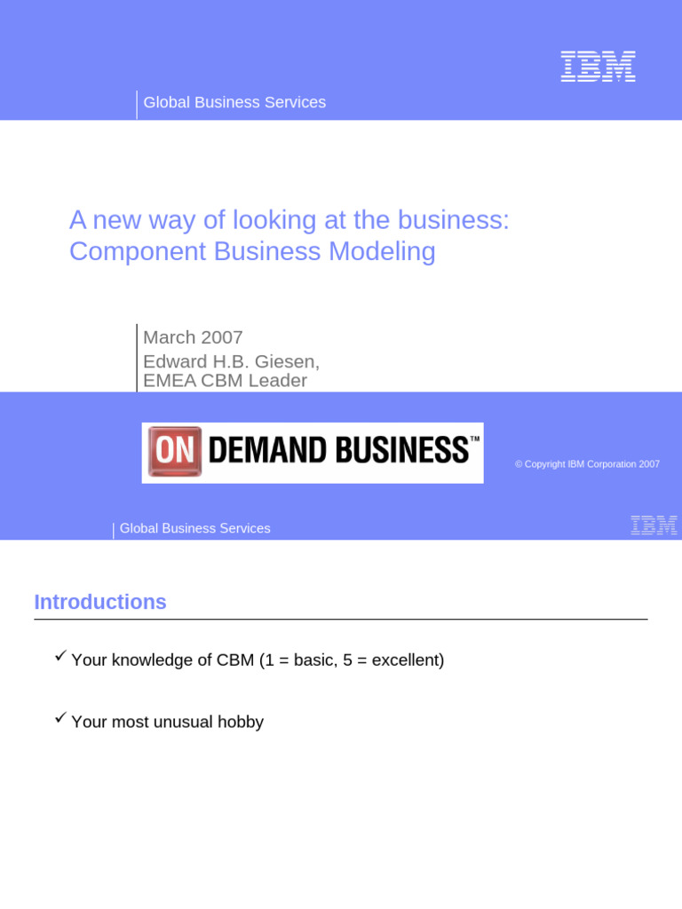 01 CBM 2-Day Class 2007 Introduction EG | PDF | Service Oriented Architecture | Cognitive Science