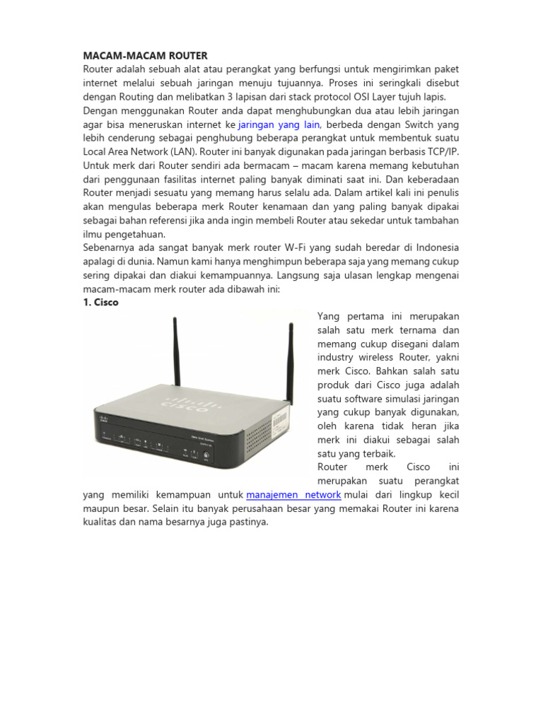Macam Macam Router | PDF
