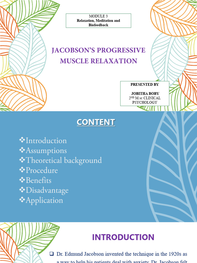 Jacobson's Progressive Muscle Relaxation | PDF | Anxiety | Major ...