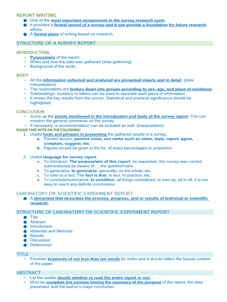 Survey and Experiment Report Writing Guide | PDF | Abstract (Summary ...