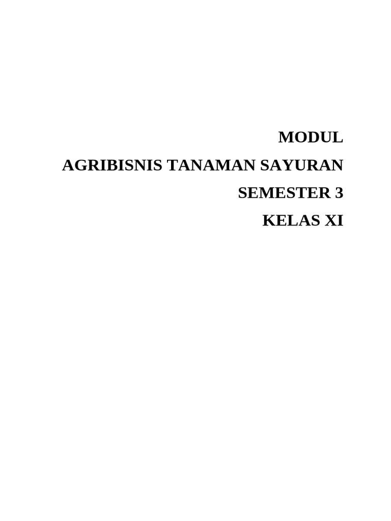 Modul Ajar Tanaman Sayuran Kelas 11 | PDF