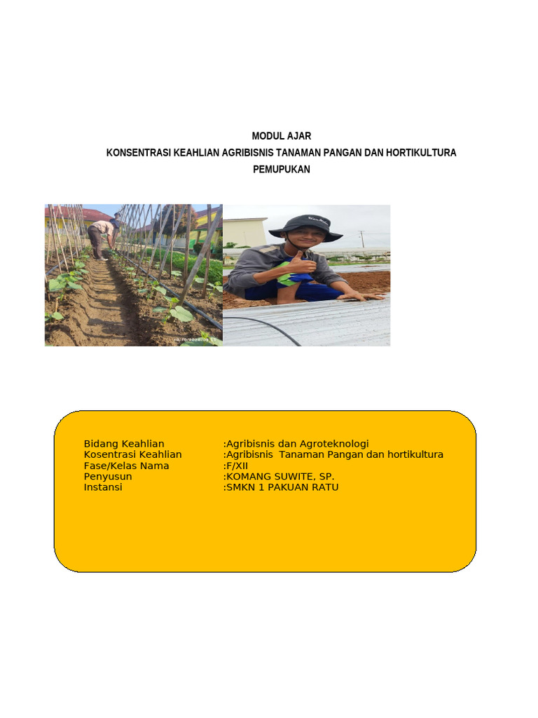 Modul Ajar Tanaman Buah - Pemupukan | PDF