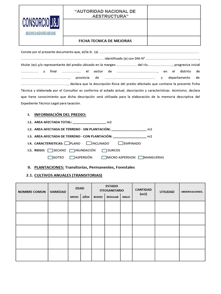 Formato de Ficha Tec. Plantaciones | PDF