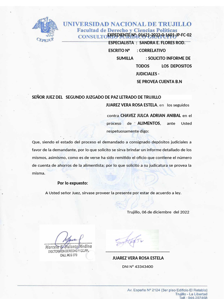 Solicito Informe de Deposit. - Se Provea Cuenta B.N. | PDF