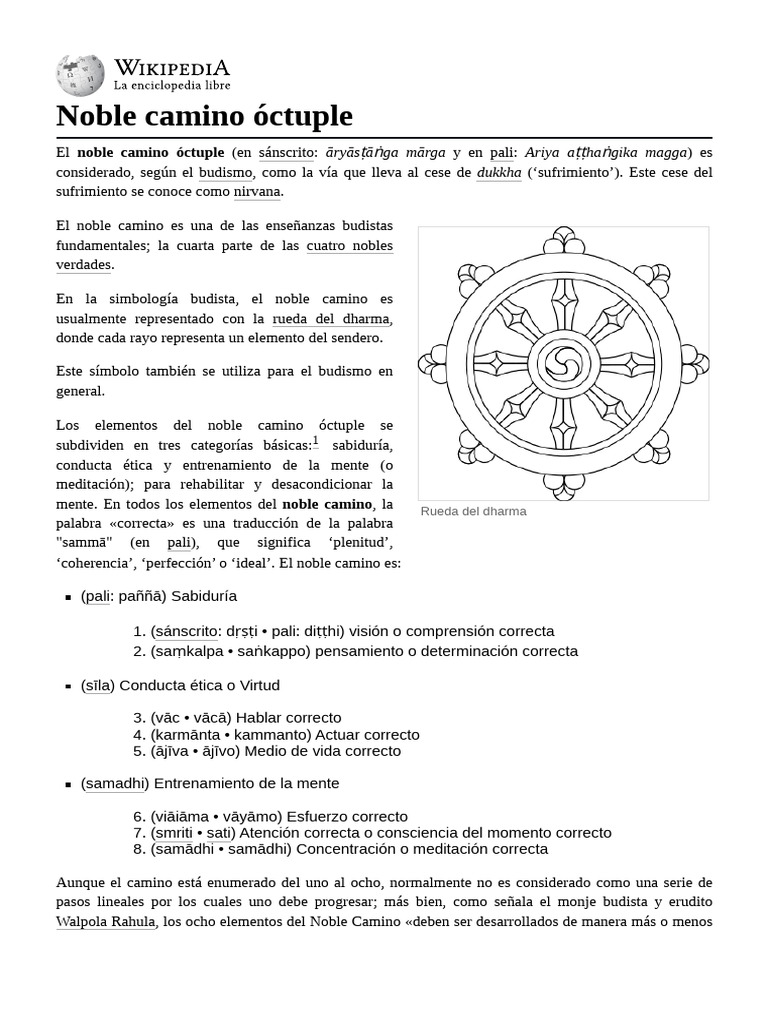 Noble Camino Óctuple | PDF | Noble Óctuple Sendero | Filosofía india