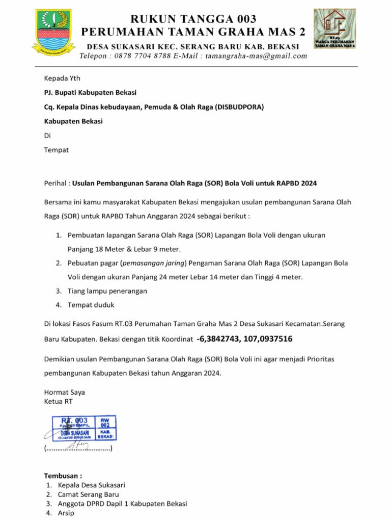 Proposal Pengajuan Lapangan Volly | PDF