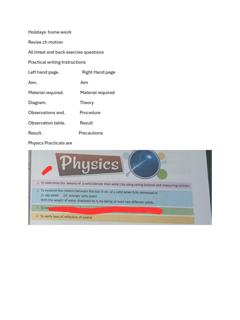 9th Phy Practicals | PDF
