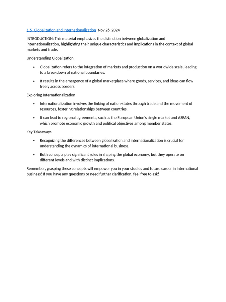Globalization and Internalization | PDF