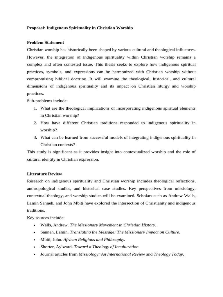 Proposal-Indigenous Spirituality in Christian Worship | PDF | Theology ...