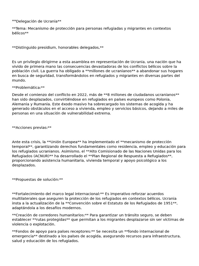 Documento Andesmun | PDF | Refugiado | Alto Comisionado de las Naciones ...