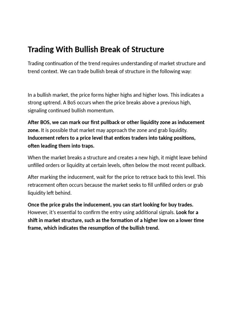 Trading With Bullish Break of Structure | PDF