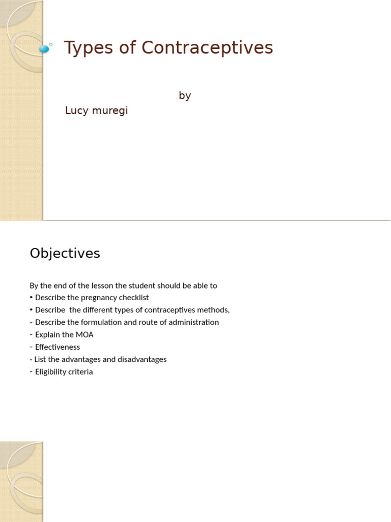 Comprehensive Guide to Contraceptives | PDF | Sexually Transmitted ...
