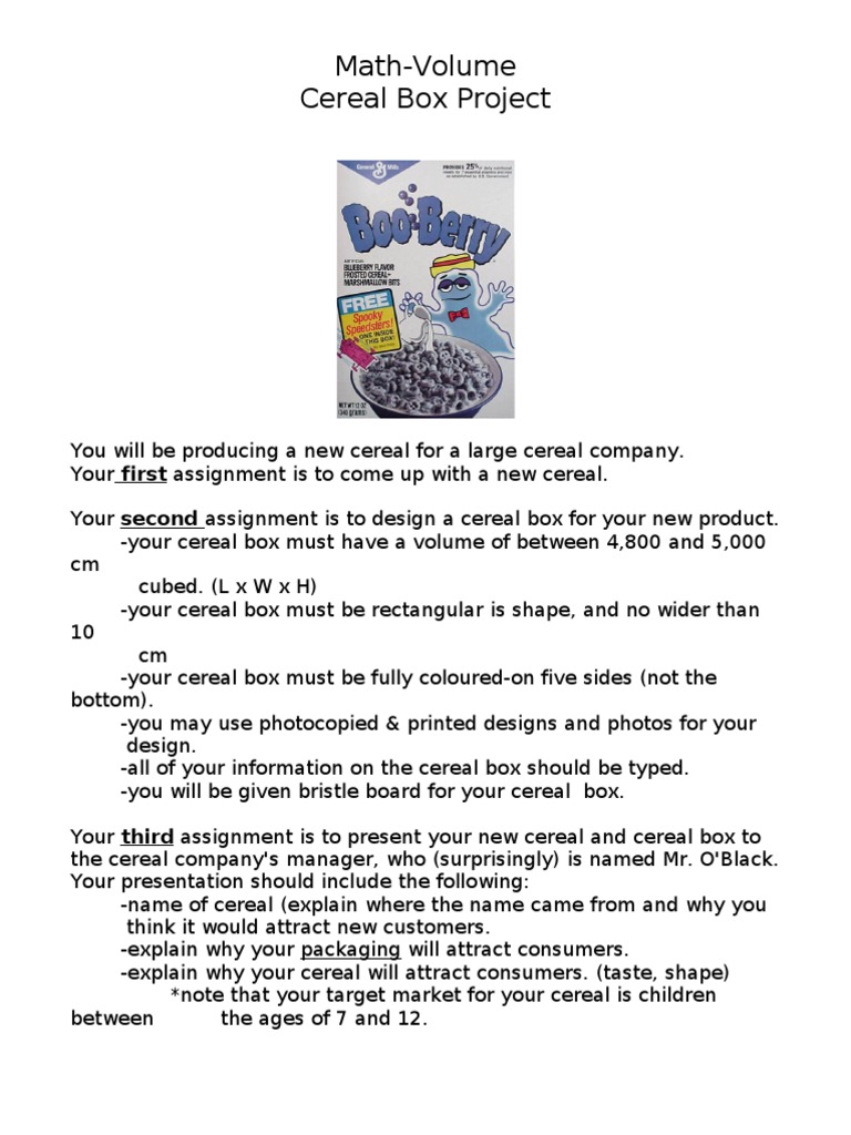Design a Cereal Box Project | PDF | Home & Garden | Art