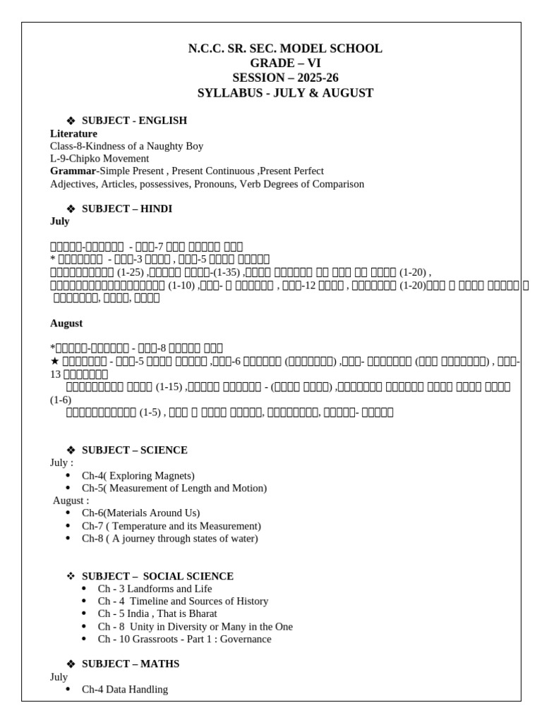 VI Syllabus | PDF