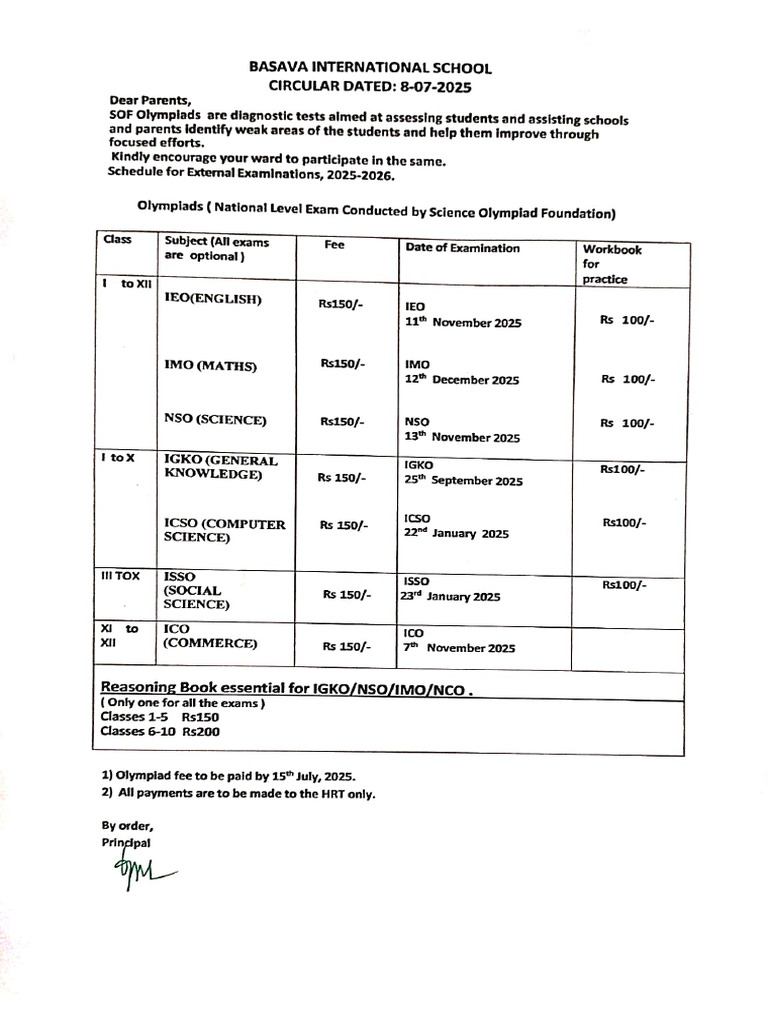 SOF Circular For The Session 2025-26 | PDF