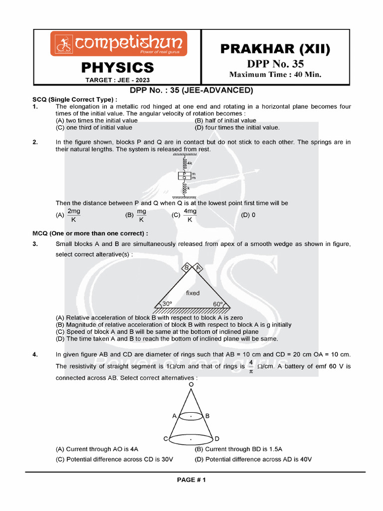 DPP 35 Physics | PDF