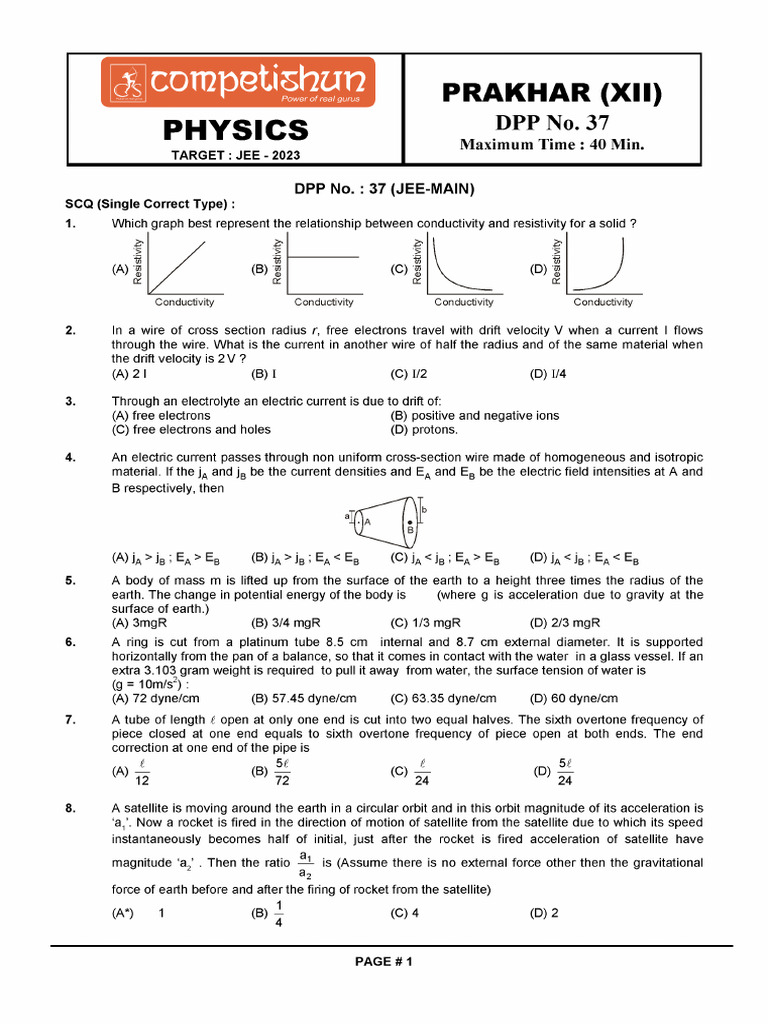 DPP 37 Physics | PDF