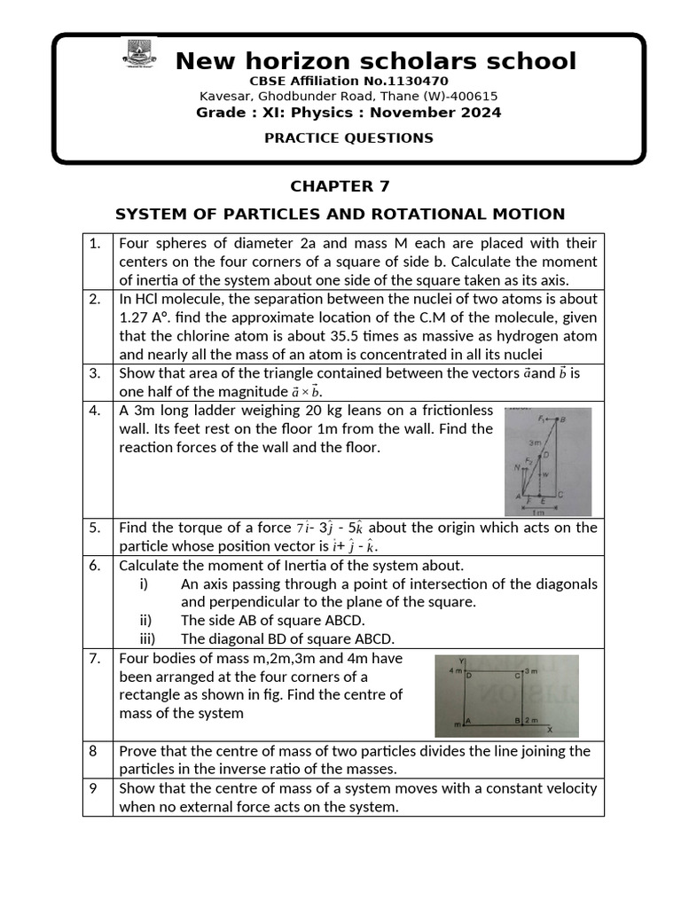 Rotational Motion Practice Questions | PDF | Rotation Around A Fixed ...