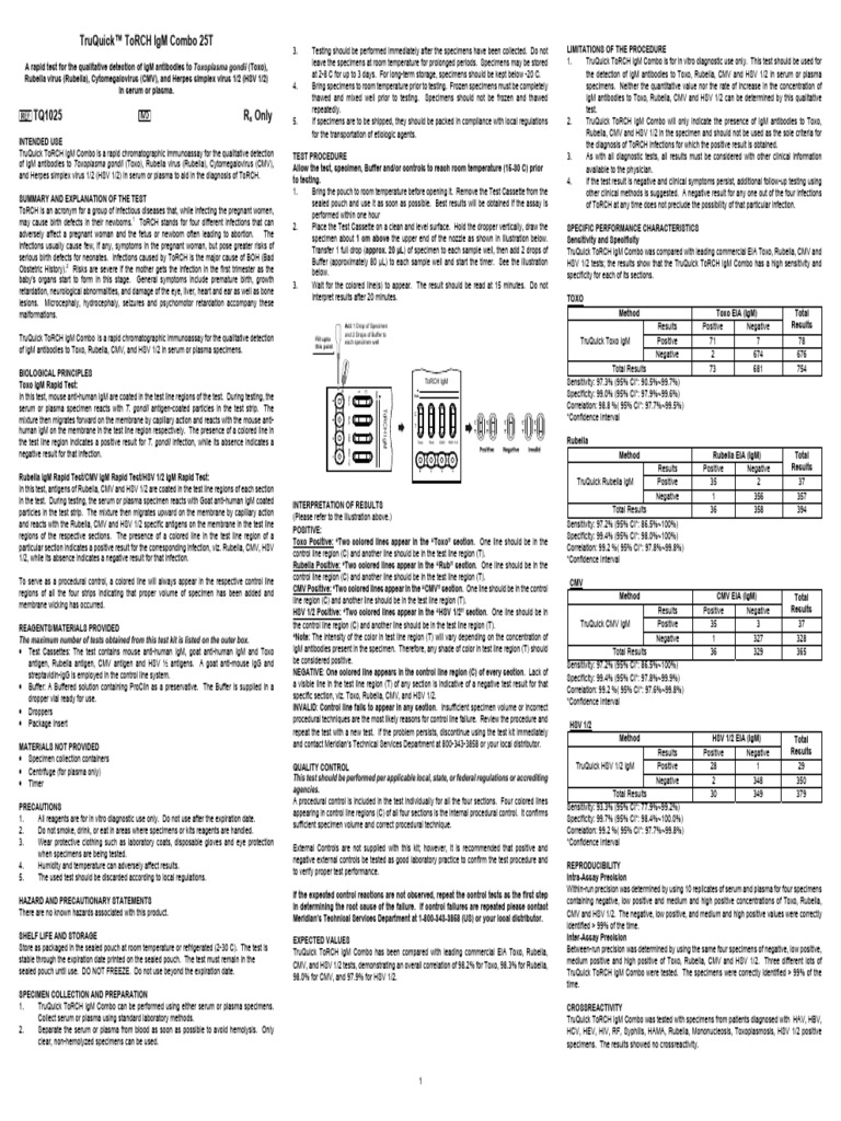 TruQuick ToRCH IgM Combo Test Overview | PDF | Infection | Confidence ...