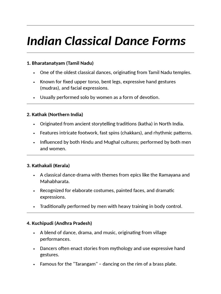 Indian Classical Dance Forms | PDF