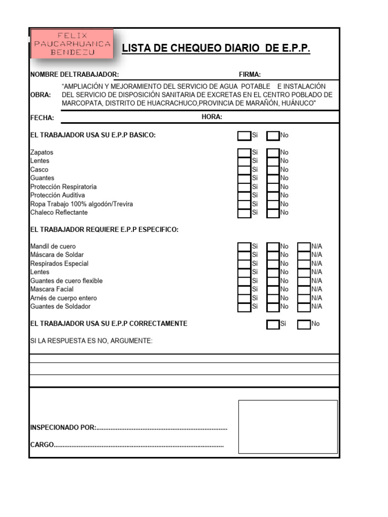 Lista de Chequeo Epp | PDF