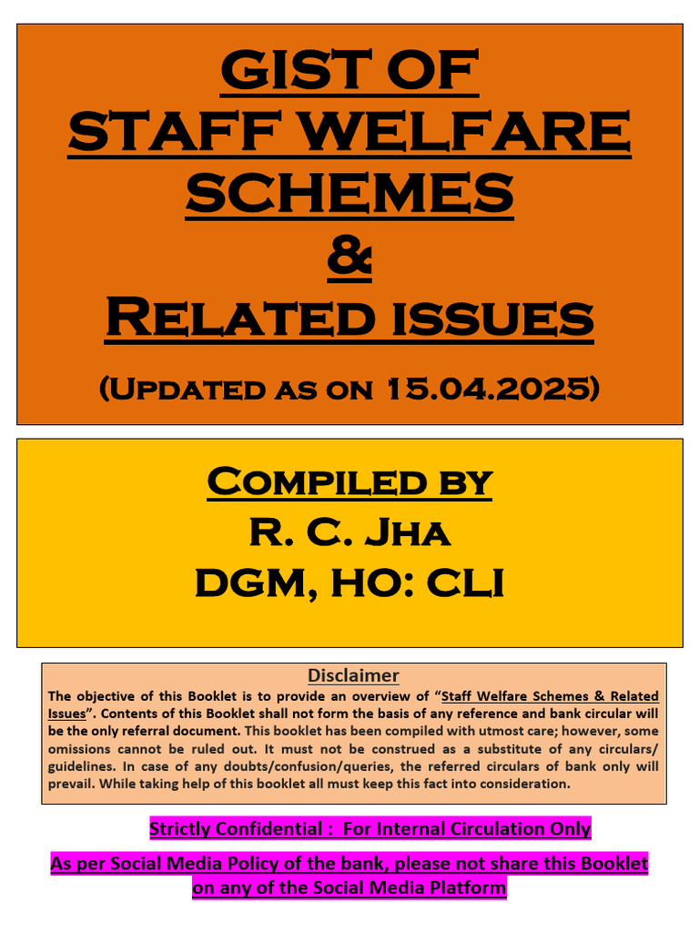 Gist of Staff Welfare Schemes As On 15.04.2025 | PDF | Value Added Tax ...