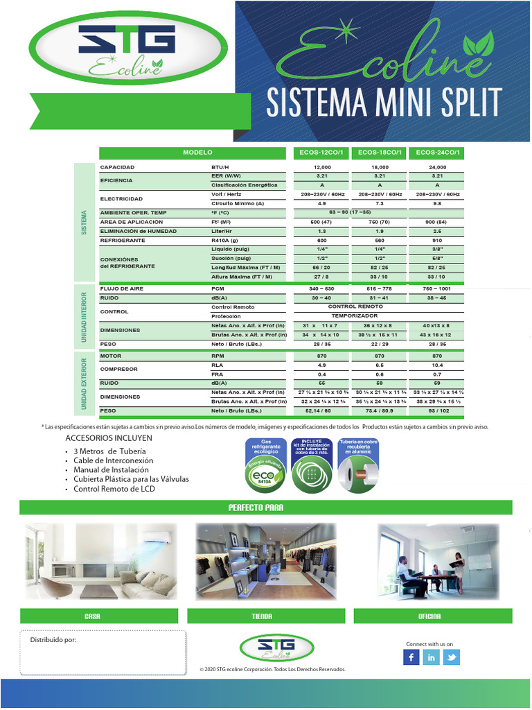 Especificaciones del Sistema Mini Split | PDF