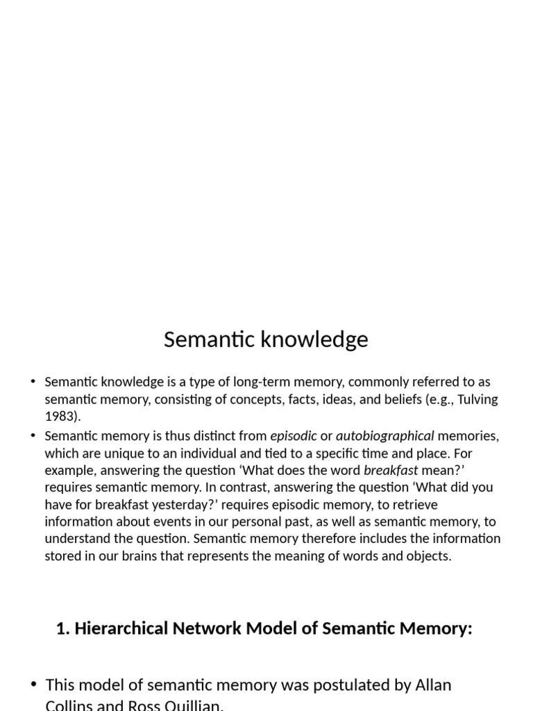 Understanding Semantic Memory Models | PDF | Memory | Concept
