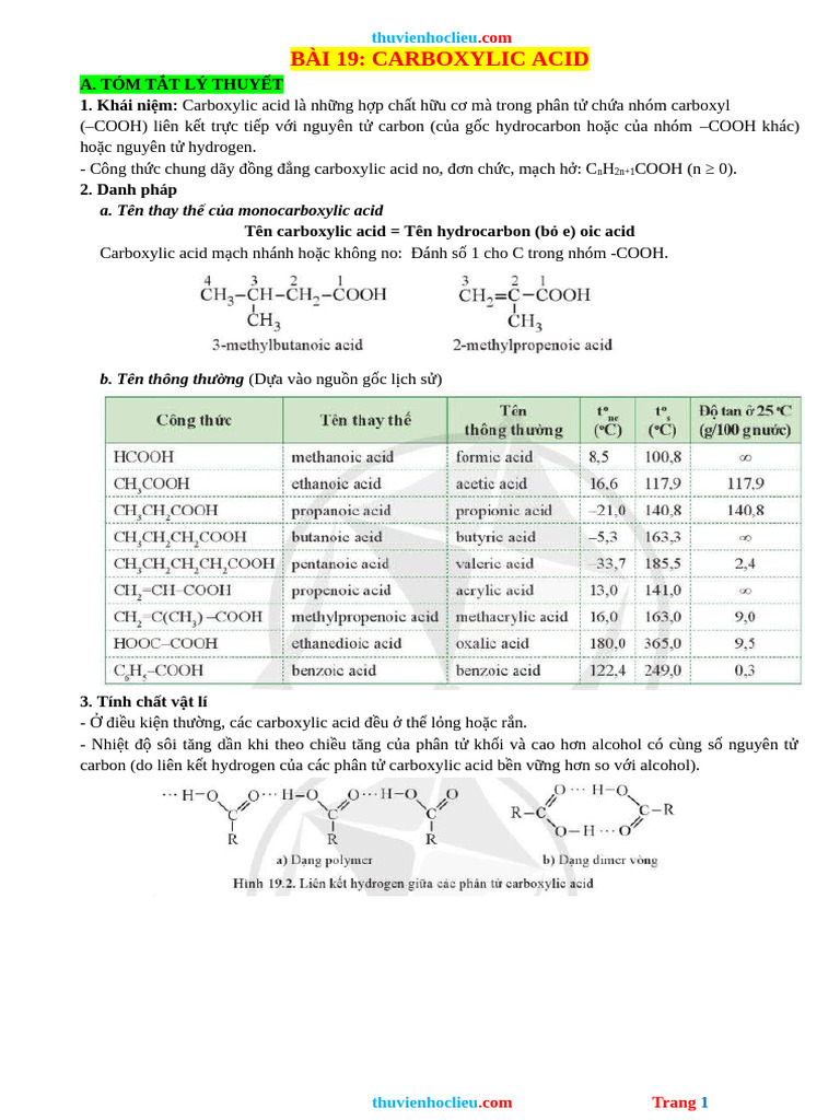 19 Ly Thuyet Va Bai Tap Carboxylic Acid 1 | PDF