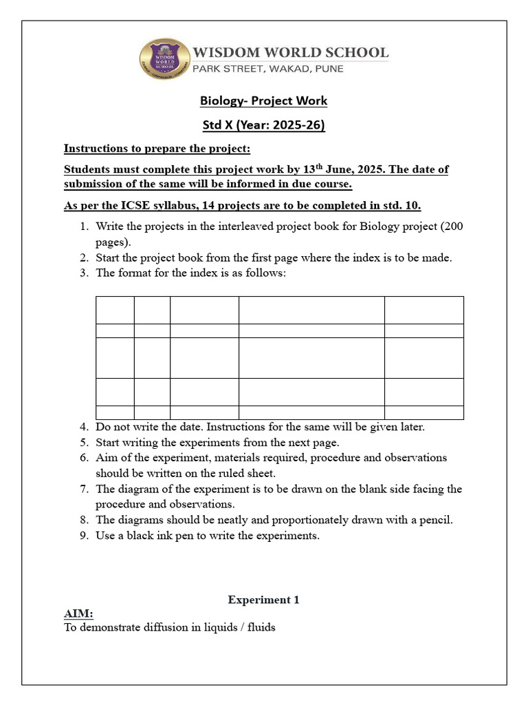 Class 10 Biology Project Guidelines | PDF | Osmosis | Water