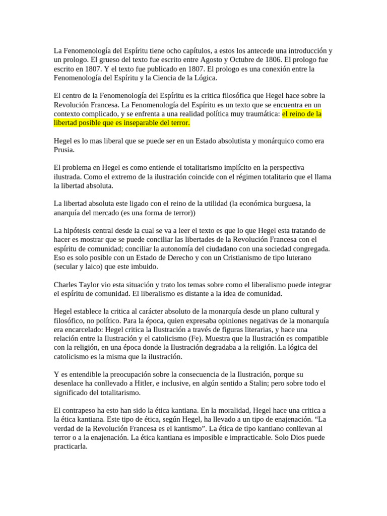 La Fenomenología Del Espíritu - Notas de Clases | PDF | Georg Wilhelm ...