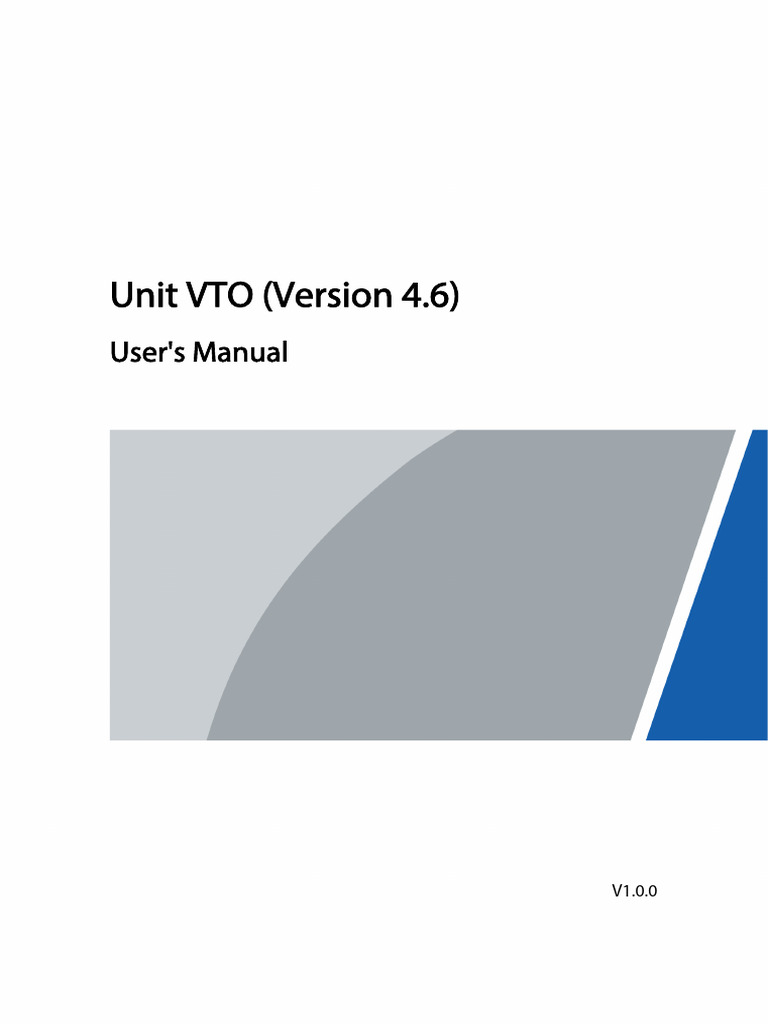 Unit VTO (Version 4.6) User 27s Manual V1.0.0 | PDF | Power Supply ...