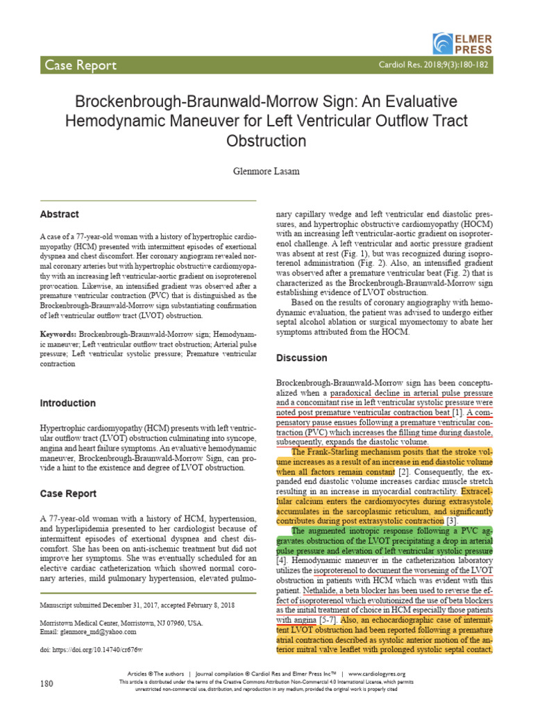 Brockenbrough Braunwald Morrow Sign | PDF | Angiology | Clinical Medicine