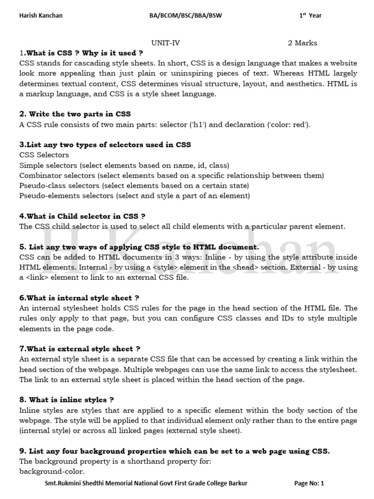 OE Web Design Unit 4 QB Solved | PDF | Html | World Wide Web Consortium Standards