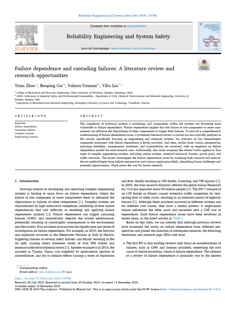 Failure Dependence and Cascading Failures | PDF | Reliability ...