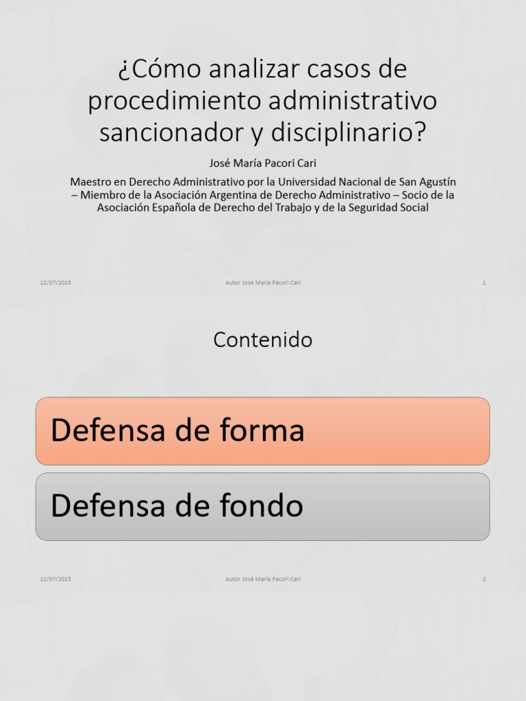 Análisis Casos Procedimiento Sancionador y Disciplinario - Autor José María Pacori Cari | PDF ...