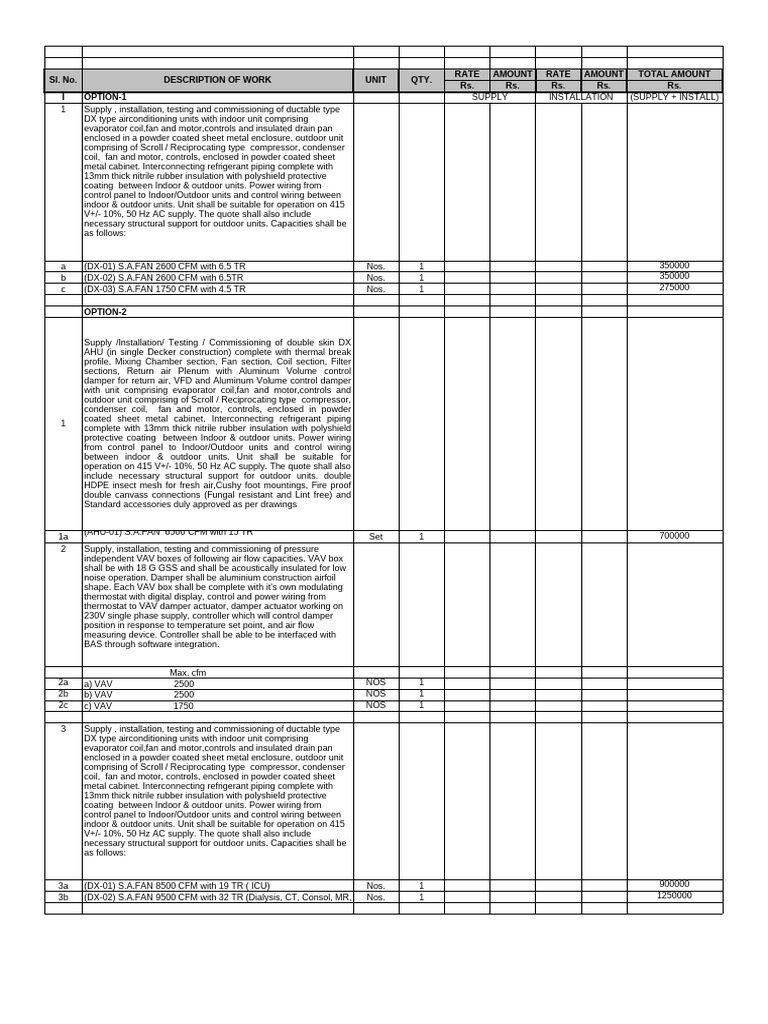 DX Type AC Unit Supply and Installation | PDF | Duct (Flow) | Pipe ...