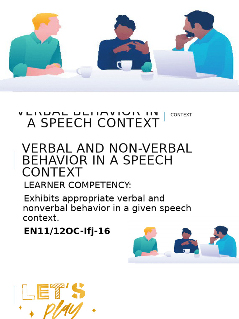 Verbal and Non-Verbal Speech Skills | PDF | Nonverbal Communication ...