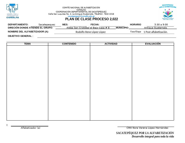 Plan de Clase 2022 Inicial y Post - Organized | PDF