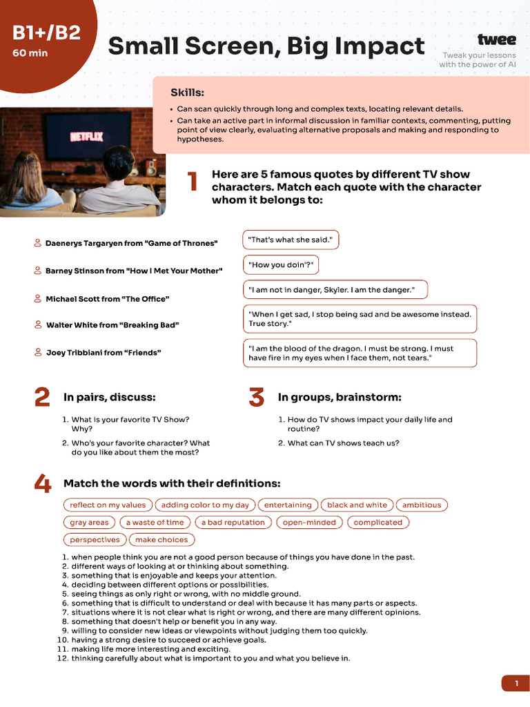 Small Screen, Big Impact (B1+ - B2) | PDF | Zombies